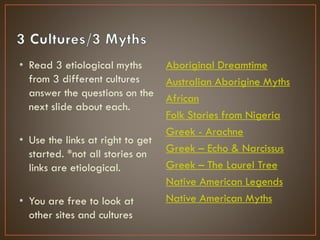 Etiological or explanation myths web quest | PPTX | Religion & Spirituality