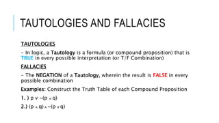 Logic - Logical Propositions | PPTX