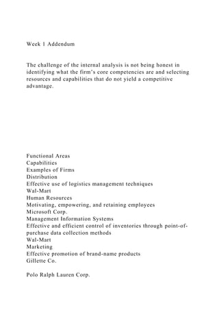 Week 1 AddendumThe challenge of the internal analysis is not.docx