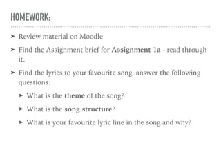 Songwriting Studies Week 1, introduction | PPT