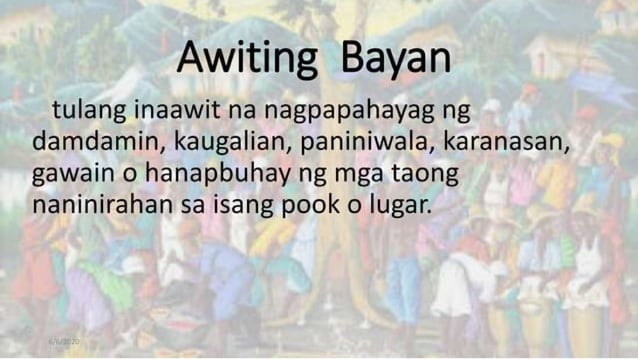 Mga Awiting bayan, Bugtong at Karunungang bayan sa panahon ng katutubo ...