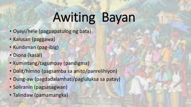 Mga Awiting bayan, Bugtong at Karunungang bayan sa panahon ng katutubo ...