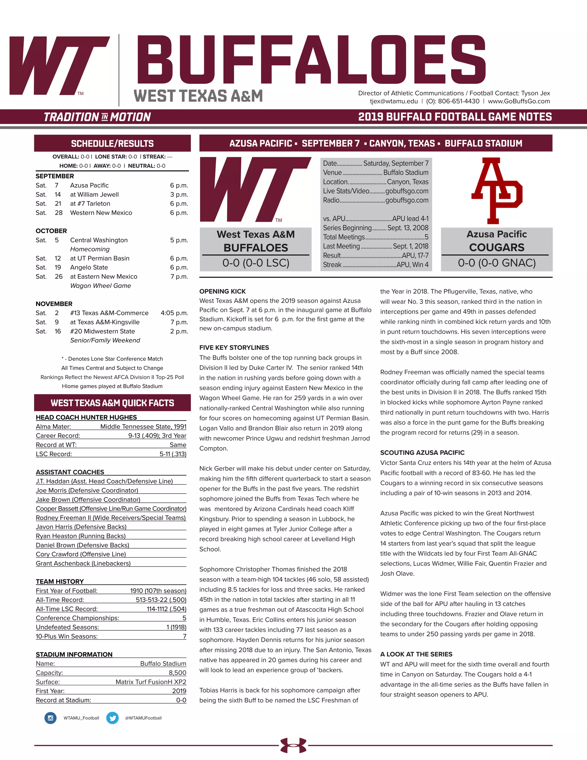 West Texas A&M vs. Azusa Pacific (9-7-19) | PDF