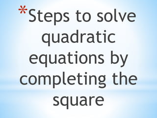 Week 1 completing the square | PPT