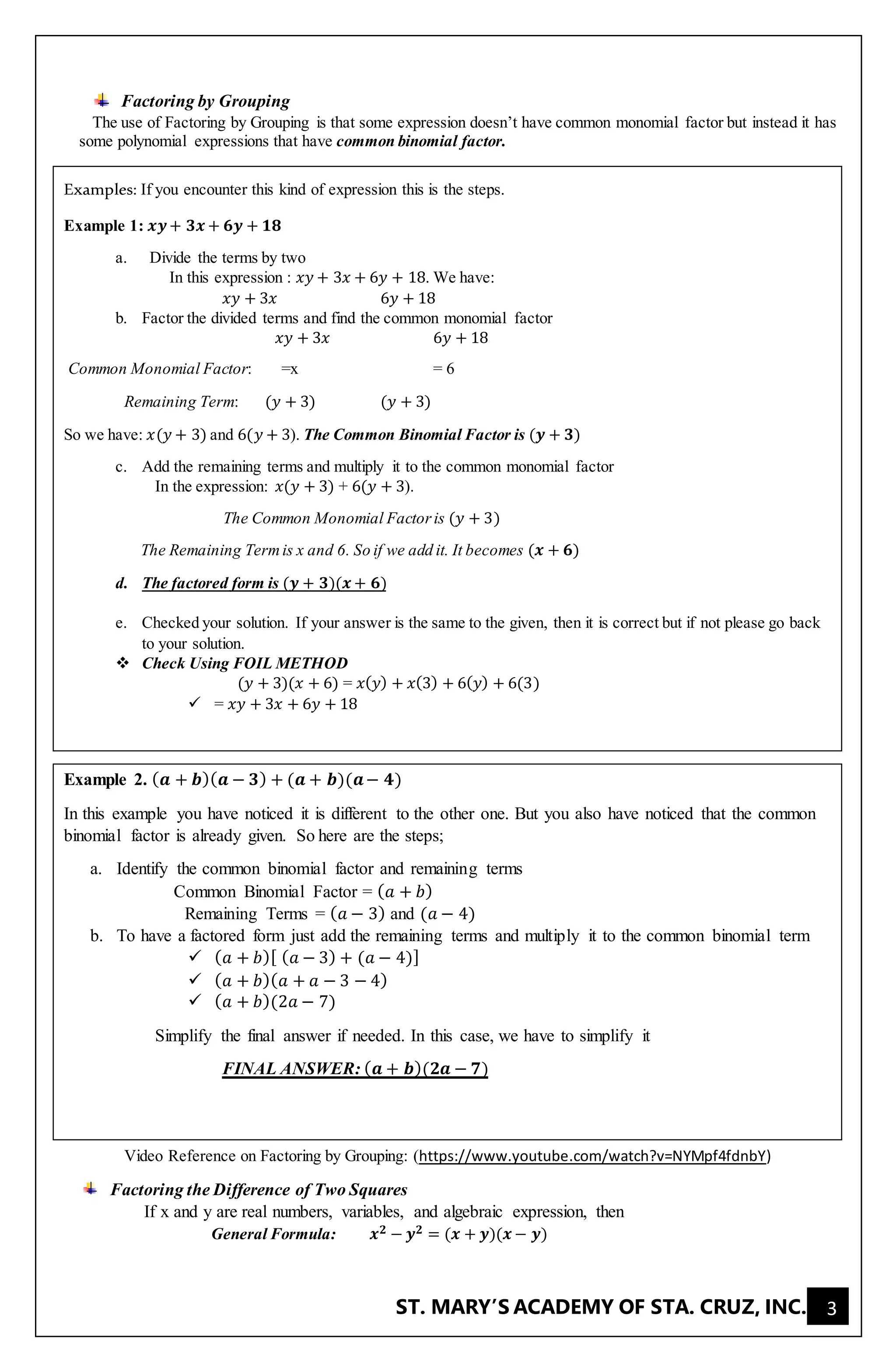 1st Quarter MATH 8 module | DOCX