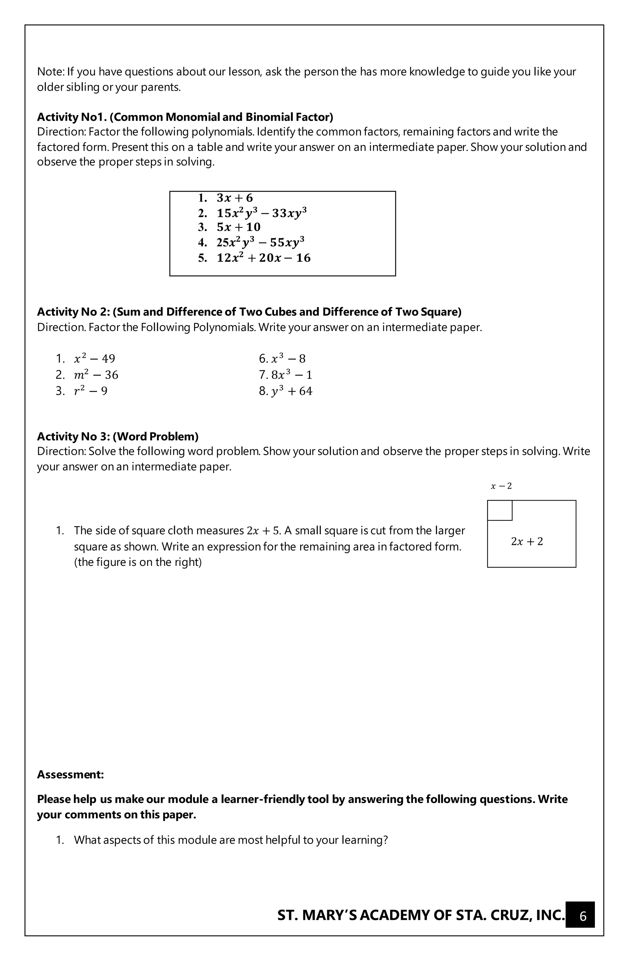 1st Quarter MATH 8 module | DOCX