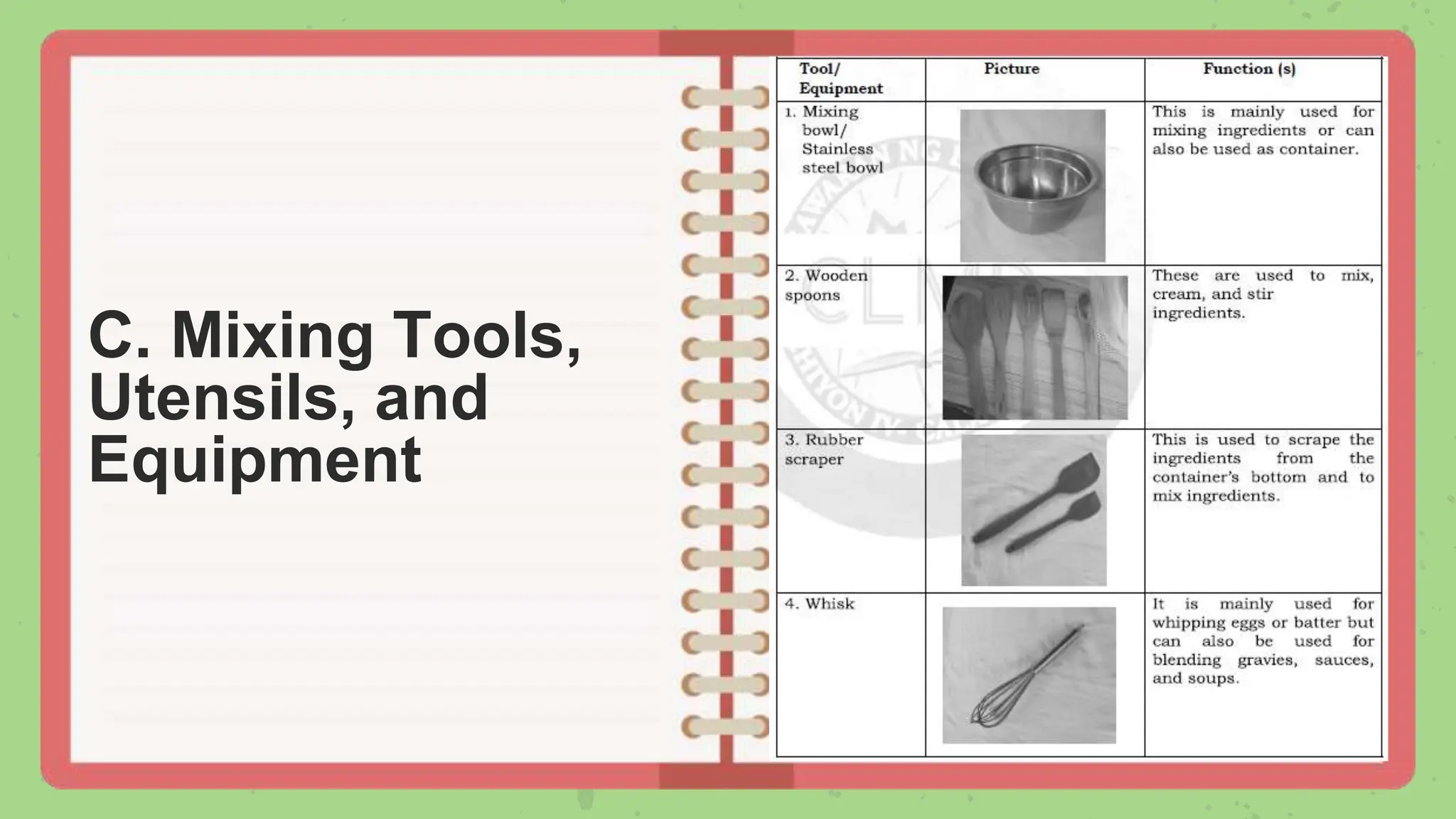 week 1 cookery 8-LO 1. Utilize appropriate kitchen tools, equipment ...