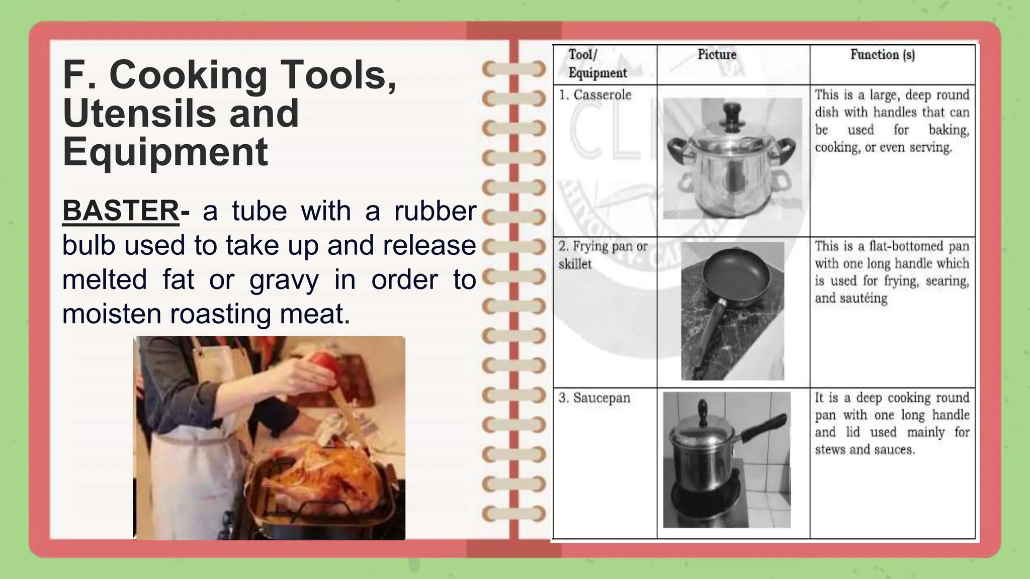 week 1 cookery 8-LO 1. Utilize appropriate kitchen tools, equipment ...