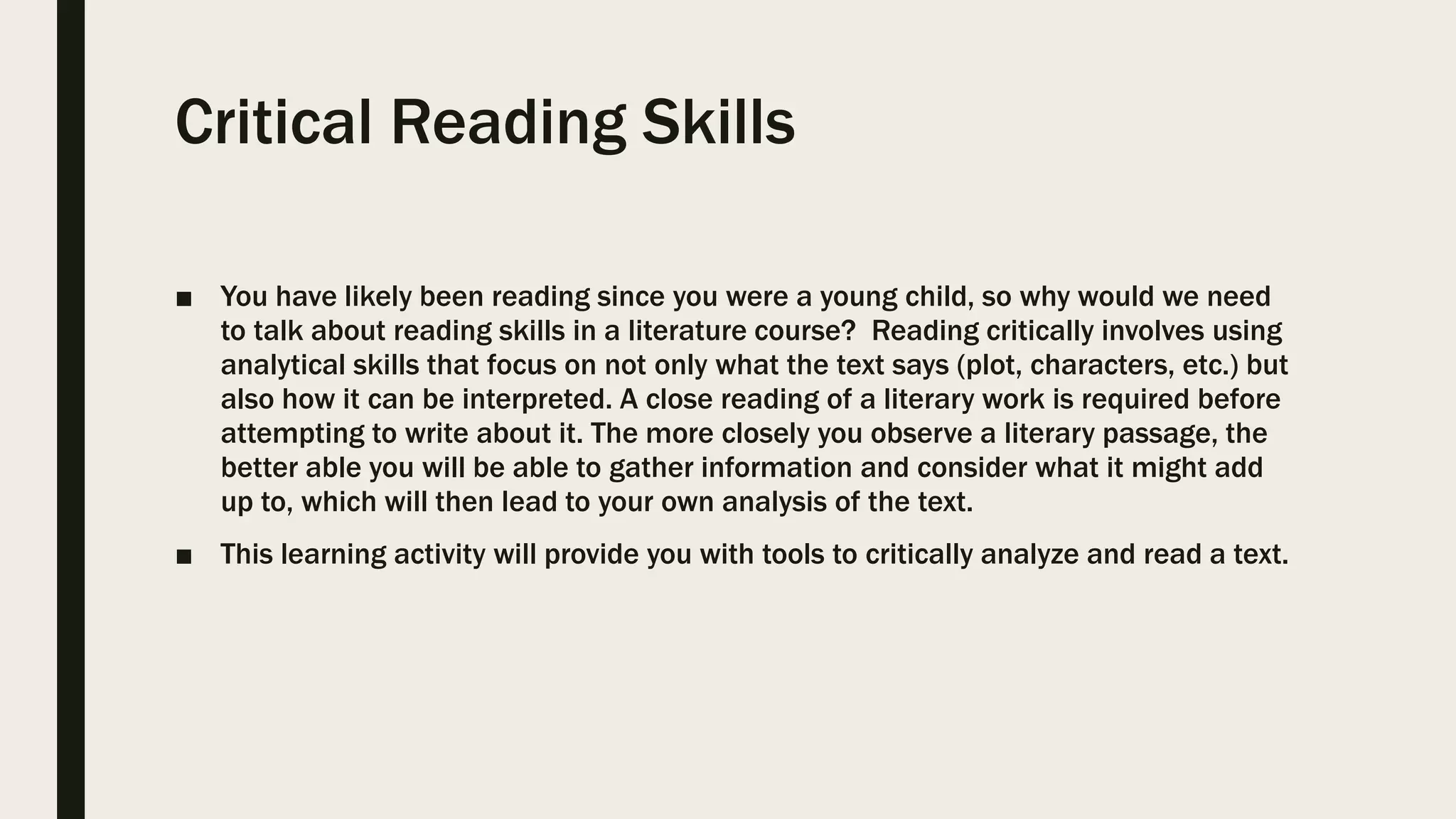 Week 1 critical reading ppt | PPTX