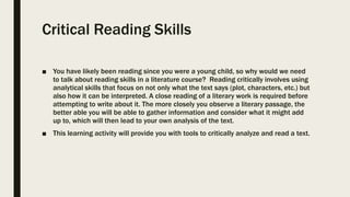 Week 1 critical reading ppt | PPTX