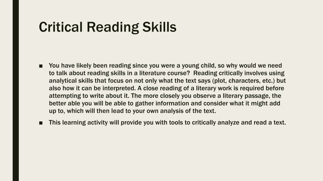 Week 1 critical reading ppt | PPTX
