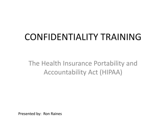 Confidentiality Training-101 | PPT