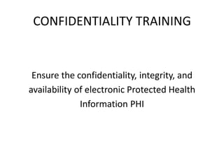 Confidentiality Training-101 | PPT