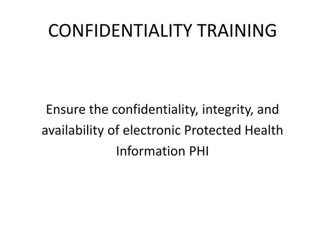 Confidentiality Training-101 | PPT