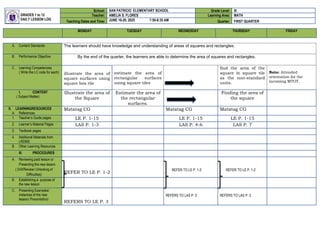 WEEK 1 Daily Lesson Logs All subjects documents | DOCX