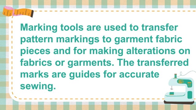 Week 1 Dressmaking lesson about tools and equipments | PPTX