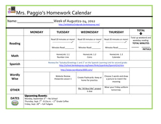 Week 1 homework 2nd grade | PPT