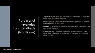 Week 1 Intro to Functional Texts. Linear and non linear text | PDF
