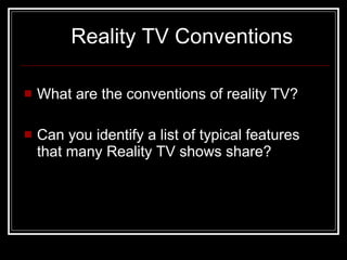 Intro To Reality TV | PPT