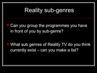 Intro To Reality TV | PPT