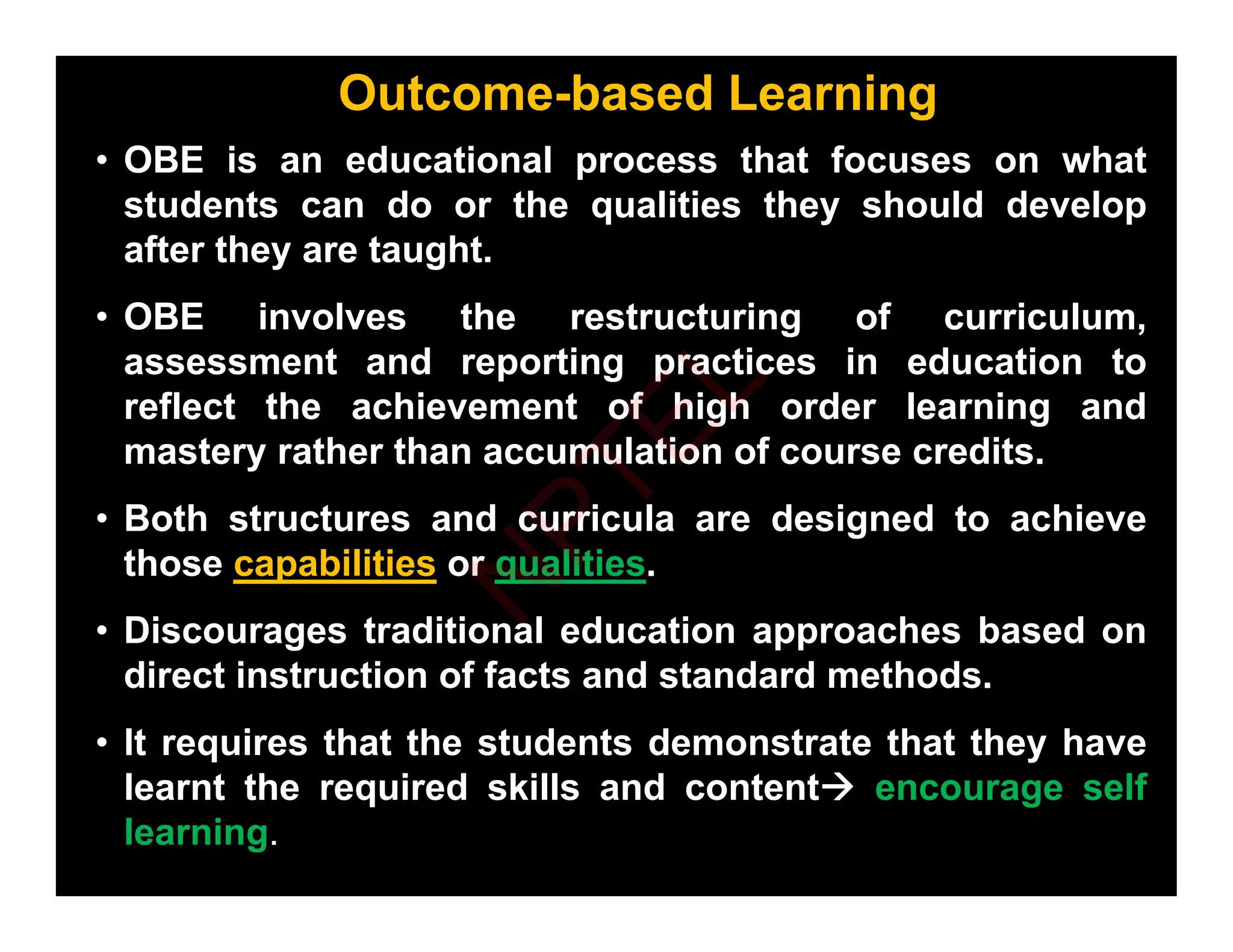 Outcome based pedagogy principles for effective teaching | PDF