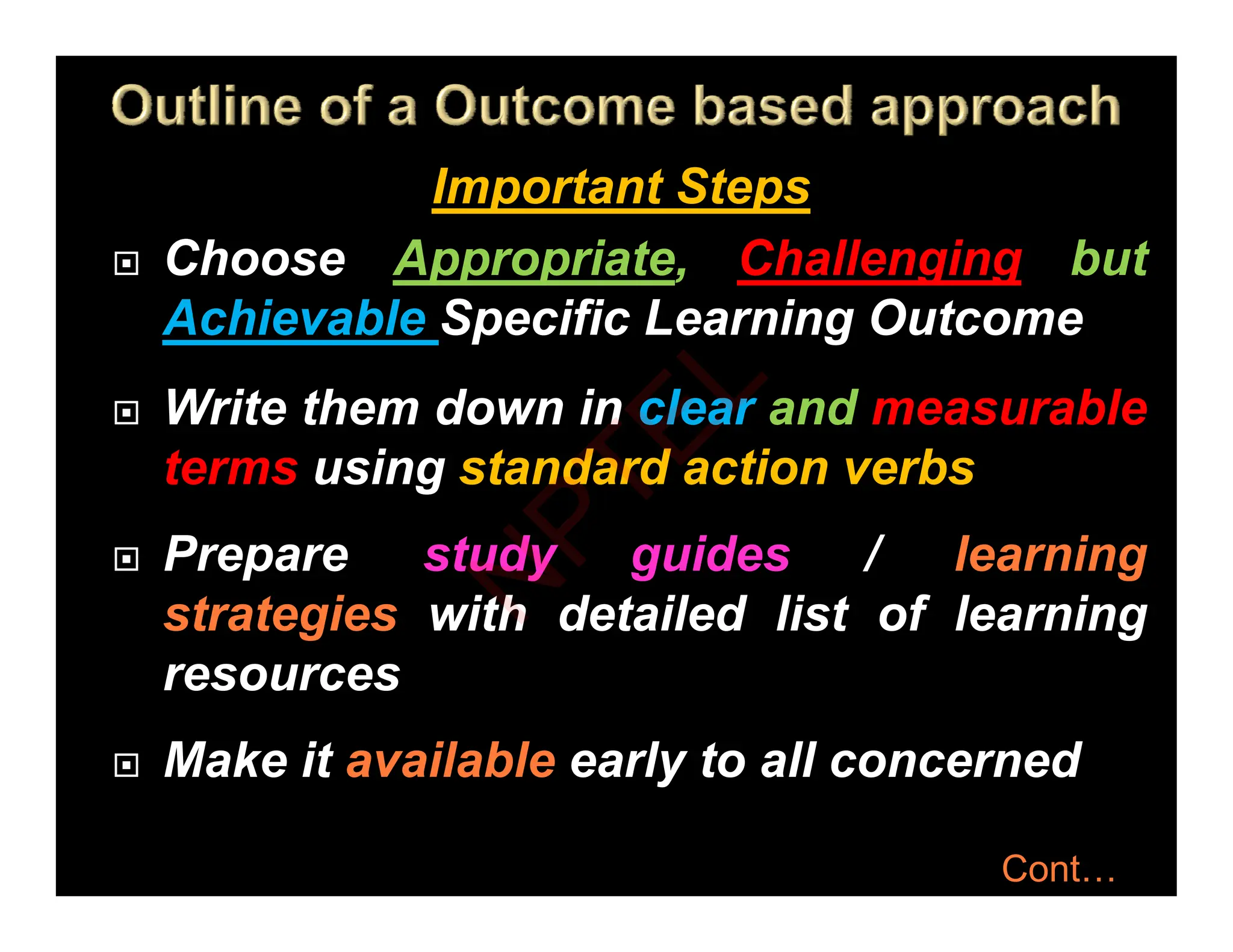 Outcome based pedagogy principles for effective teaching | PDF