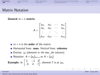 Linear Algebra first lecture - Introduction to matrices, types and ...