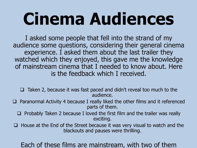 Target audience research - cinema audiences | PPTX