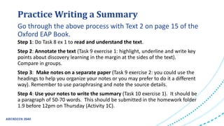 Week 1 lesson 4 summary writing | PPTX