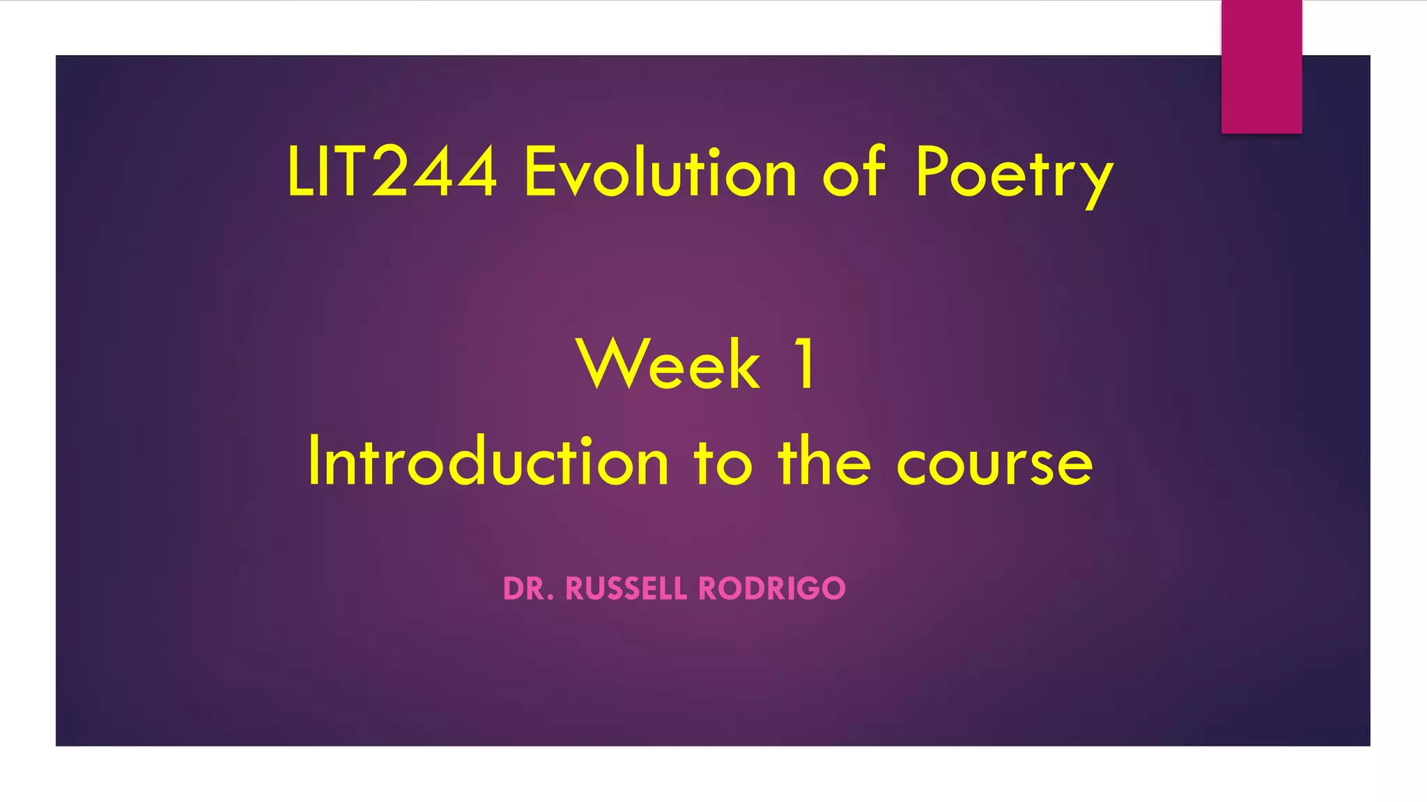 Week 1 lit244 evolution of poetry course introduction | PDF | Poetry ...