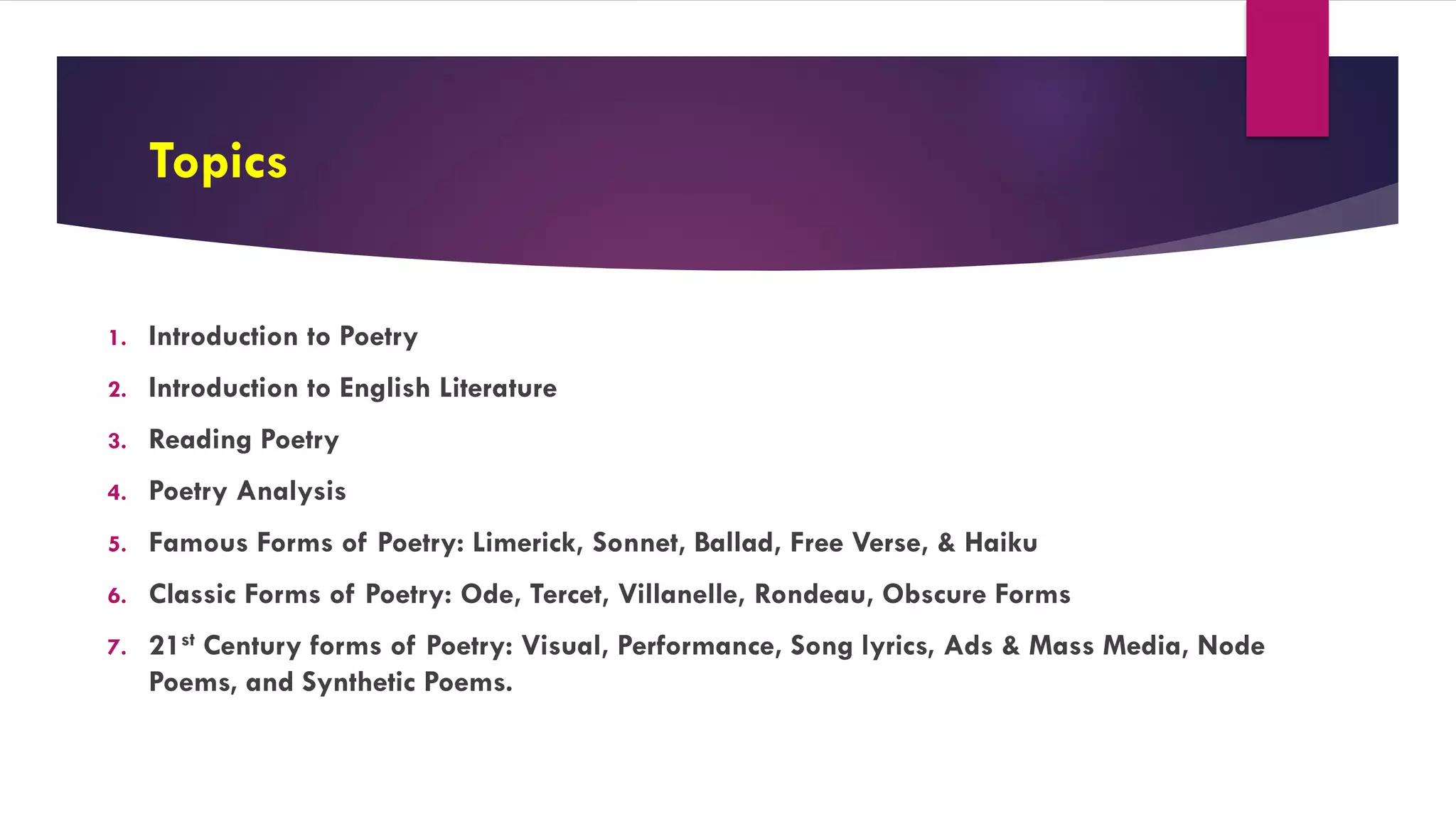 Week 1 lit244 evolution of poetry course introduction | PDF | Poetry | Books and Literature