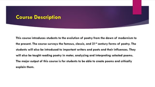 Week 1 lit244 evolution of poetry course introduction | PDF | Poetry ...