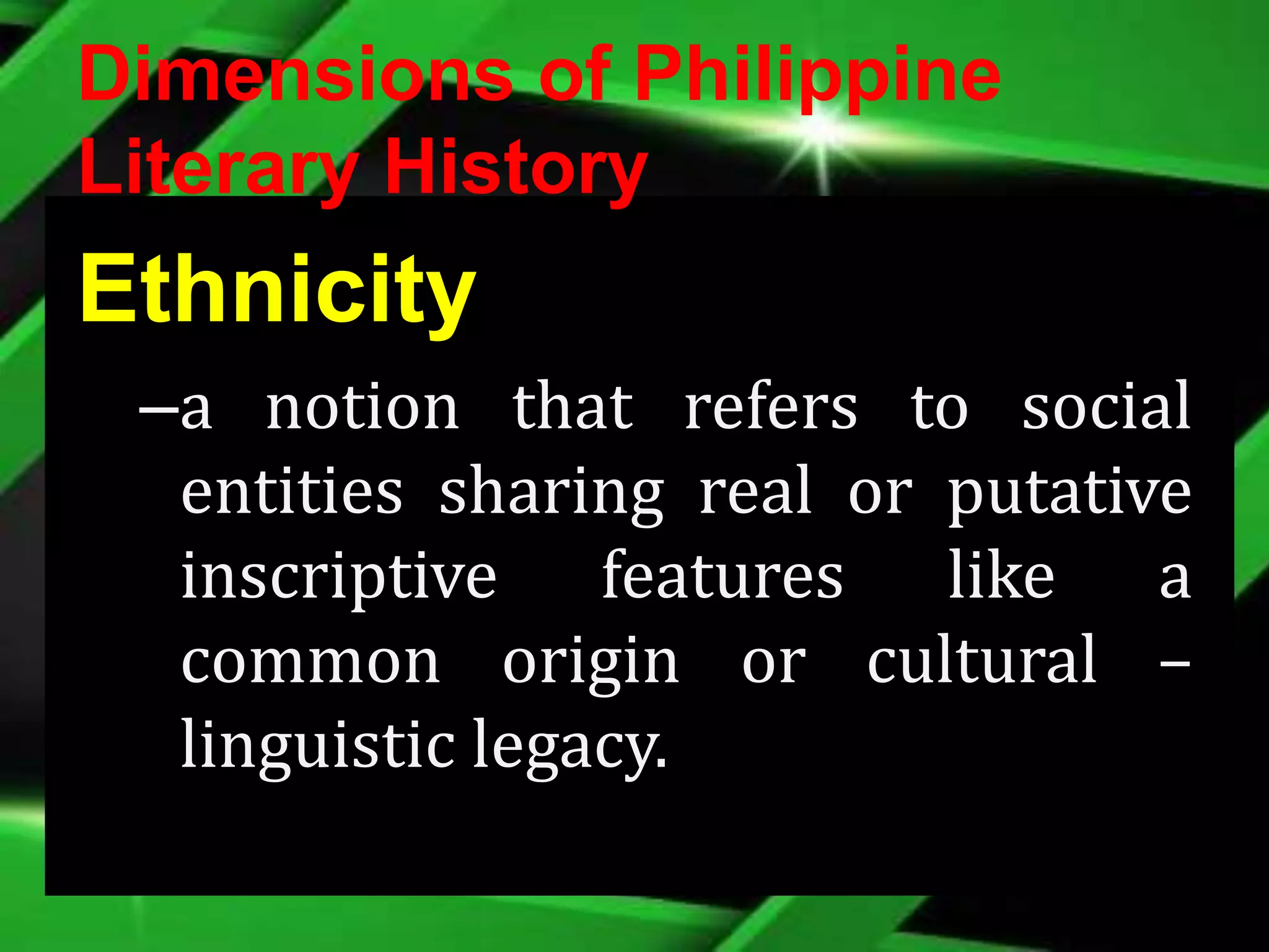 Week 1 no. 1 literature & dimensions of phil. lit. history | PPTX