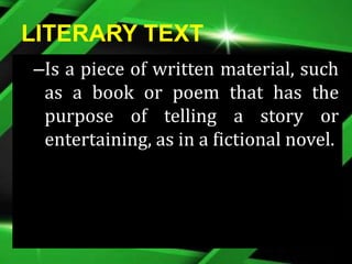 Week 1 no. 5 literary texts | PPTX
