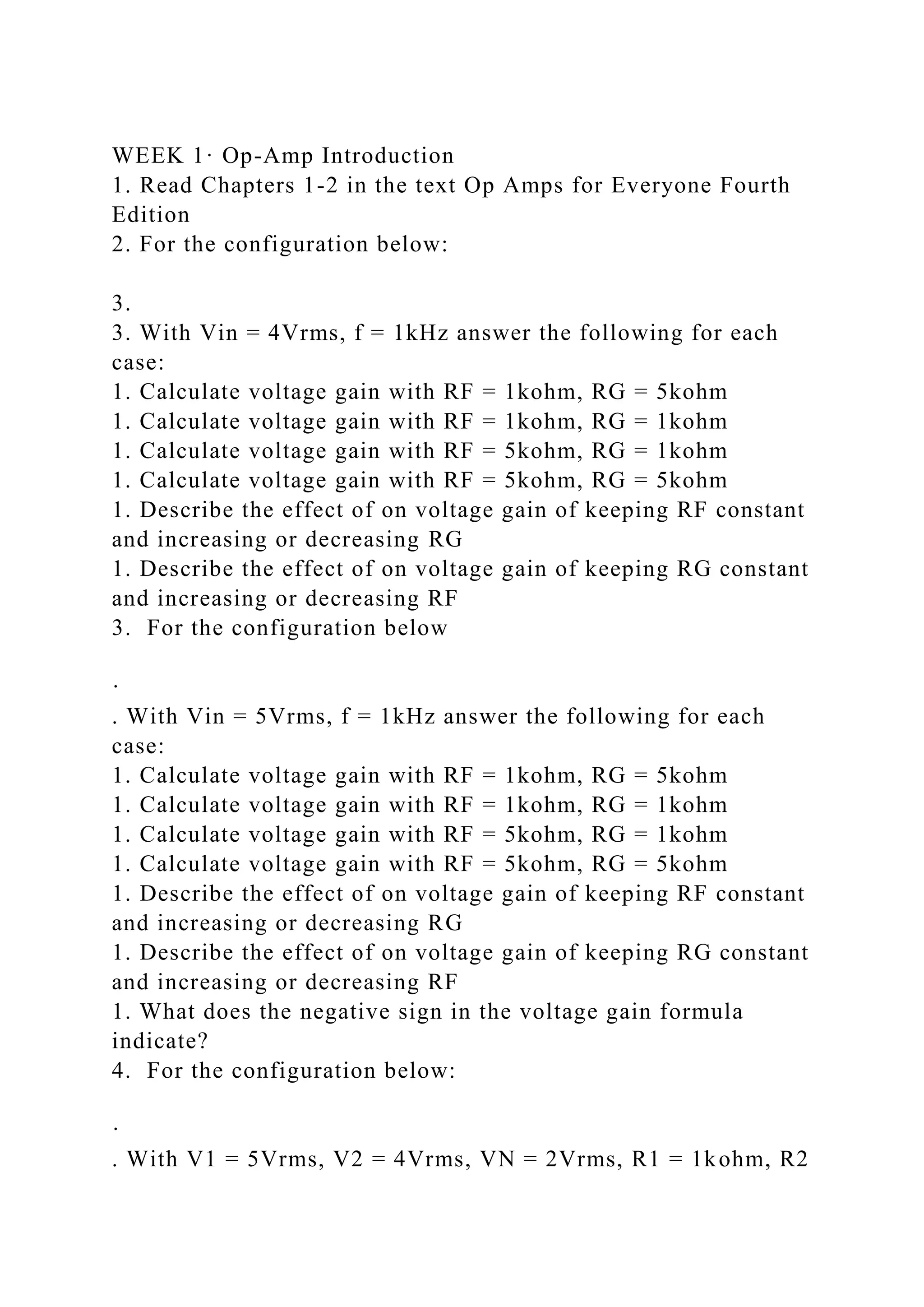 WEEK 1· Op-Amp Introduction1. Read Chapters 1-2 in the text Op Amp.docx