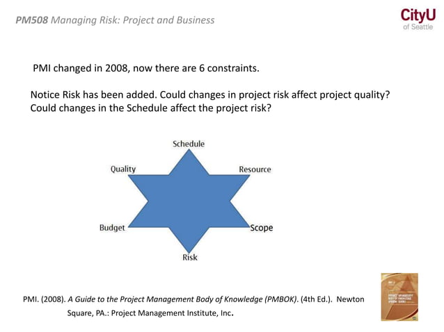 PM508 - Week 1, Project Risk Using PMI | PPT