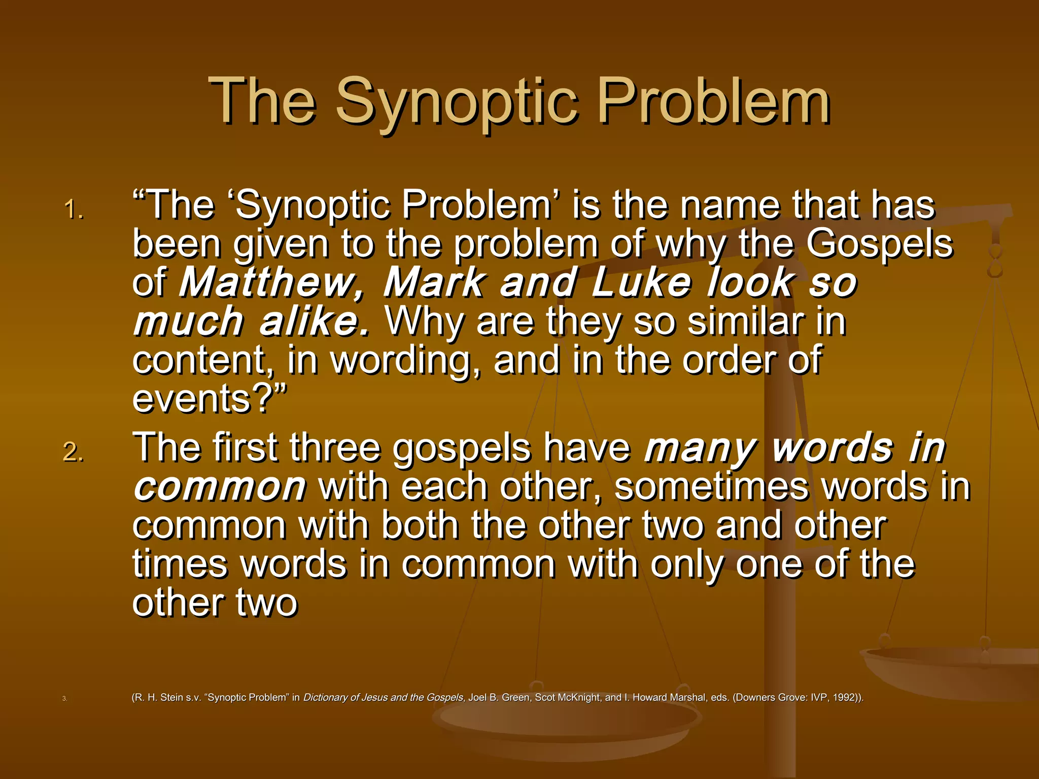 Bi 103 Week 1 Ppt Synoptic Gospels Source Criticism Ppt