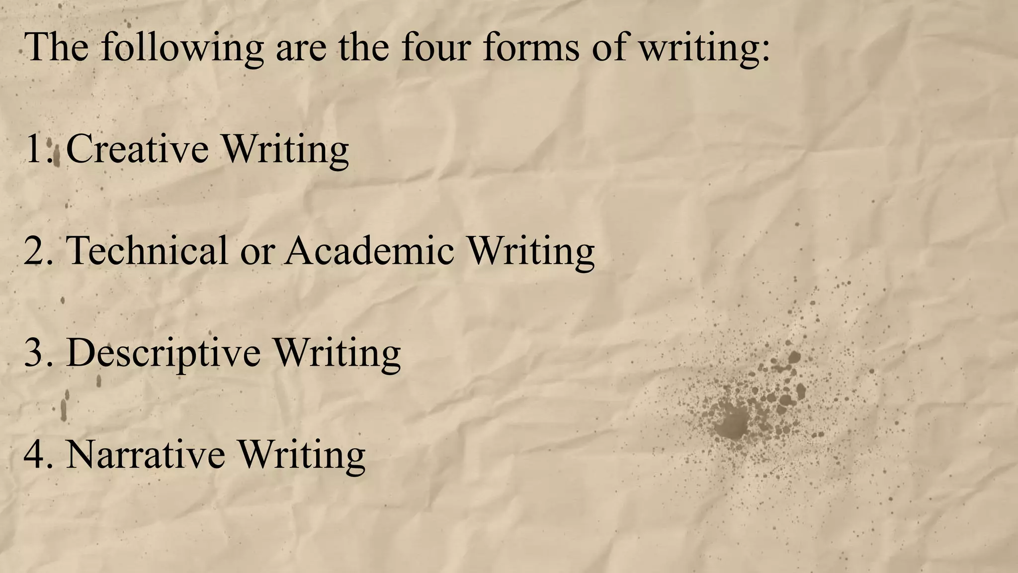 The Four Types of Writing | PPTX
