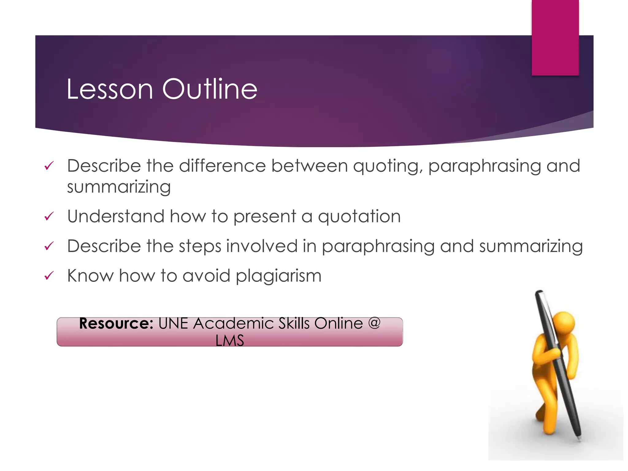 Week 1 Quoting, Paraphrasing & Summarizing | PDF