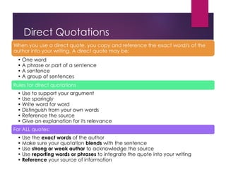 Week 1 Quoting, Paraphrasing & Summarizing | PDF