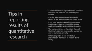 Characteristics, strength and weakness and kinds of quantitative ...