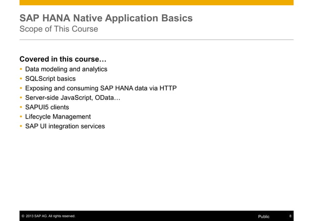 Week 1 Unit 1to5 Sap Hana Native Application Basics Ppt