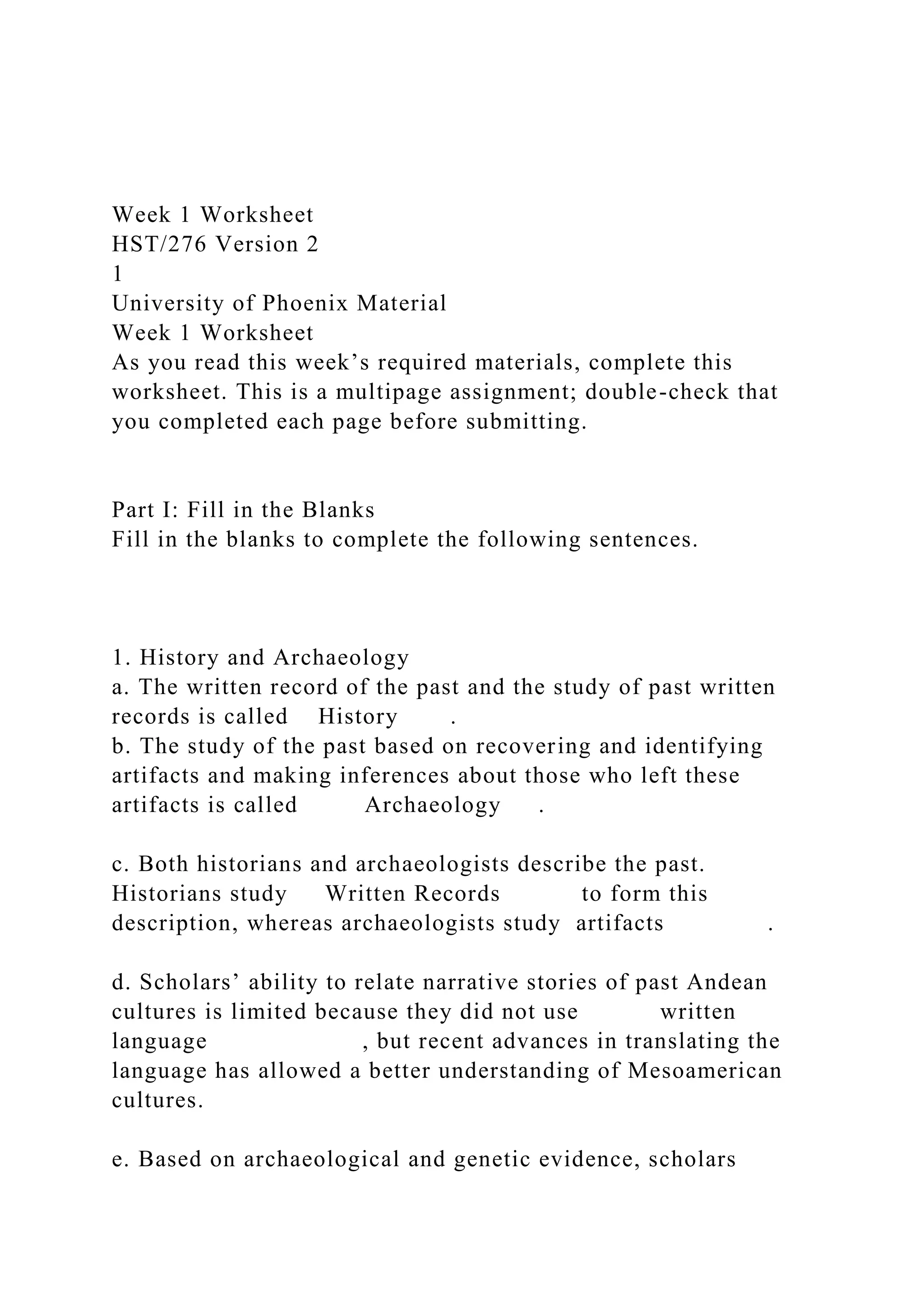 Week 1 Worksheet HST276 Version 21University of Phoenix M.docx