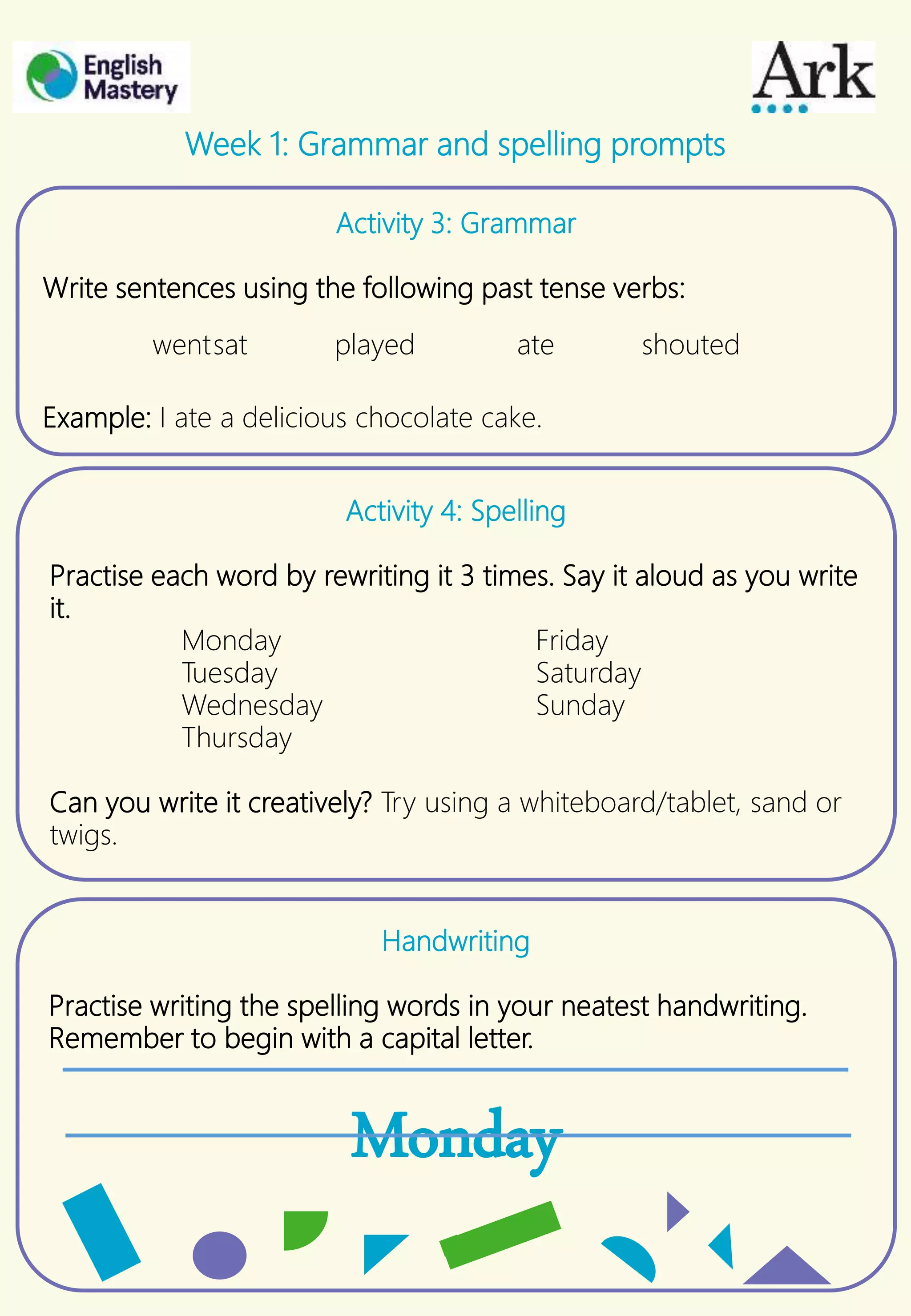 Year 1 Literacy Work | PDF
