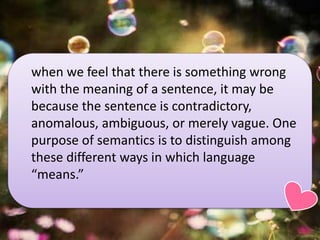 Definition of Semantic and The Study of Meaning | PPTX