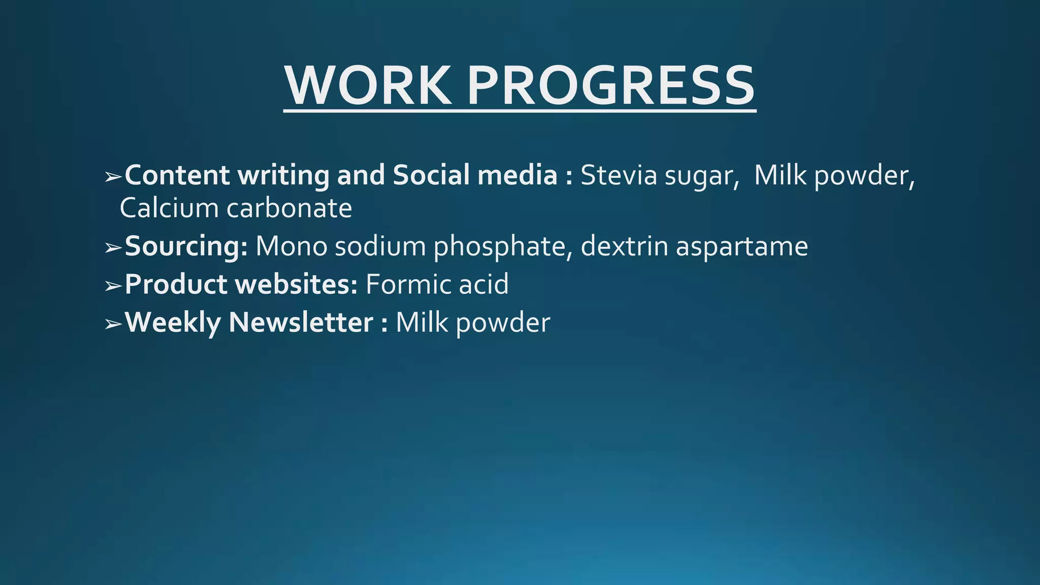 Food Chemicals - Maltodextrin and milk powder | PPTX