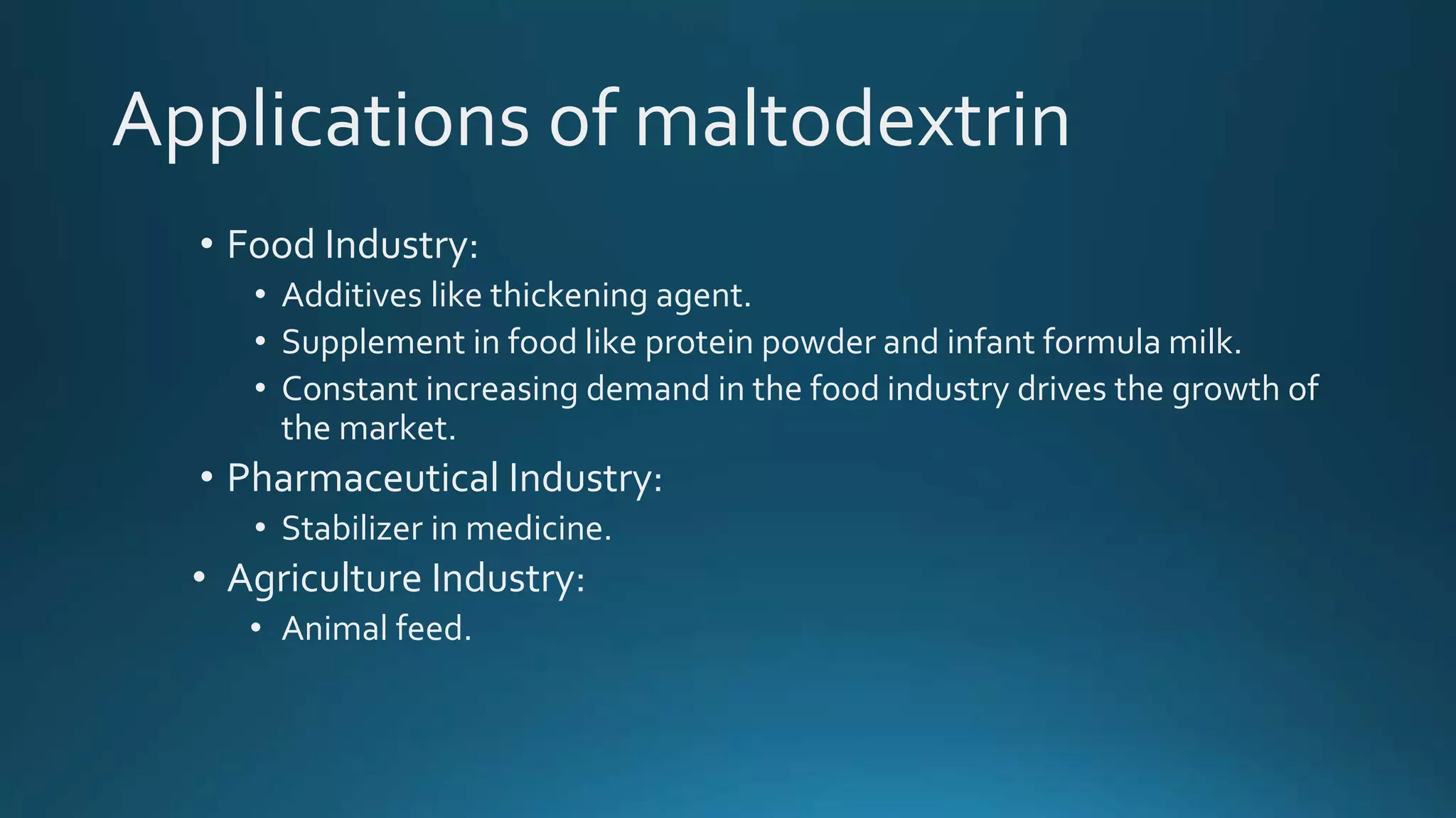 Food Chemicals - Maltodextrin and milk powder | PPTX