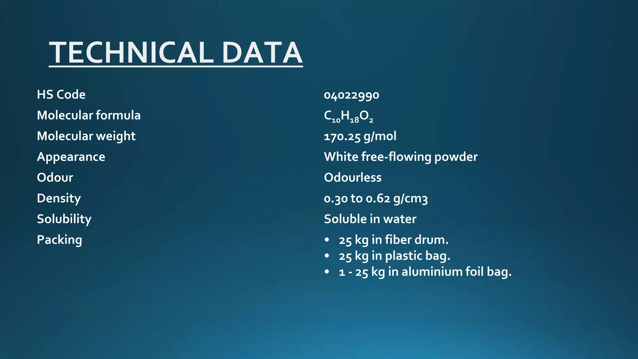 Food Chemicals - Maltodextrin and milk powder | PPTX
