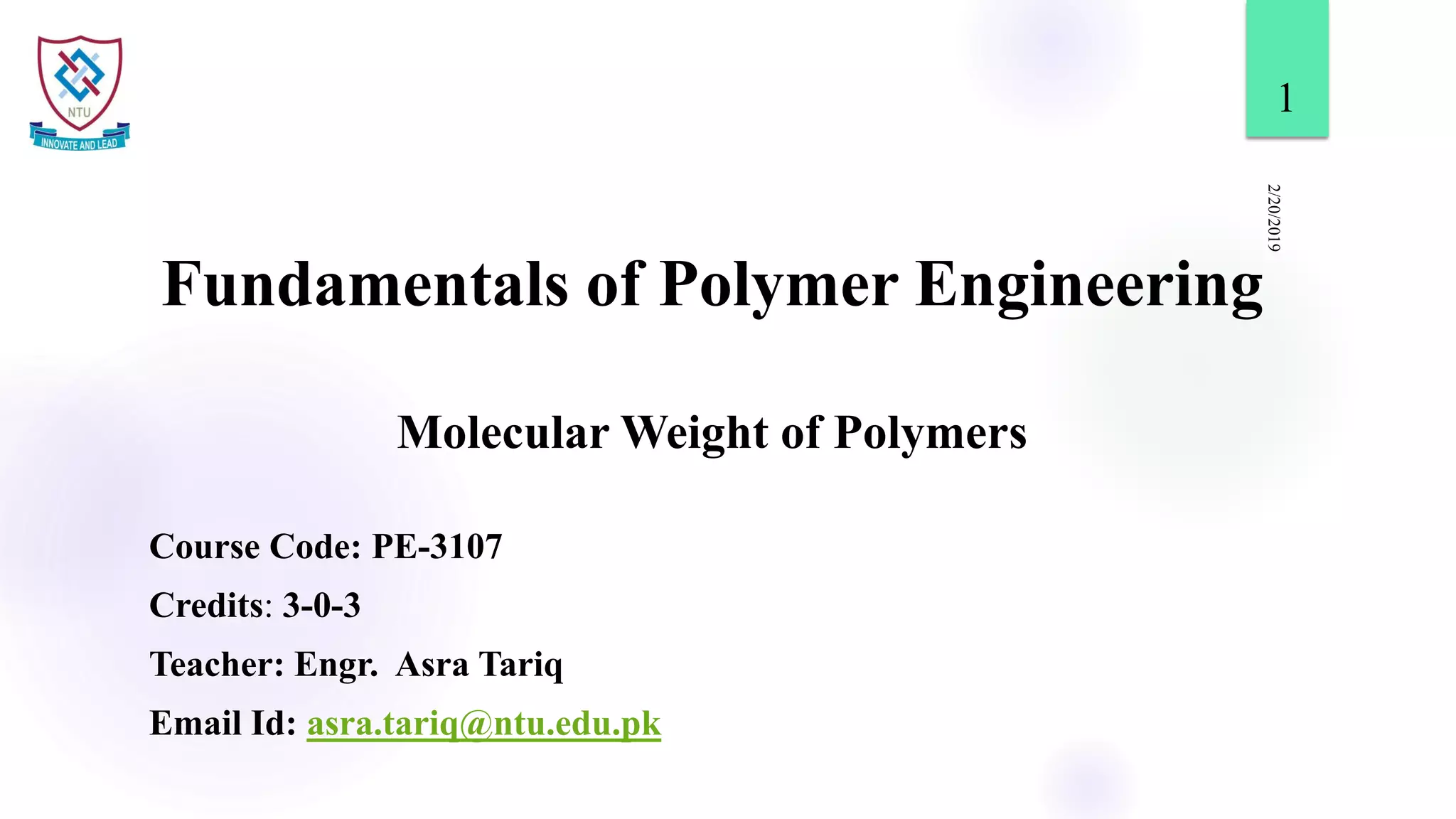 Molecular weight of Polymer | PDF