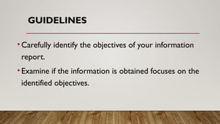 characteristics of a good information english 10 module 2 | PPTX